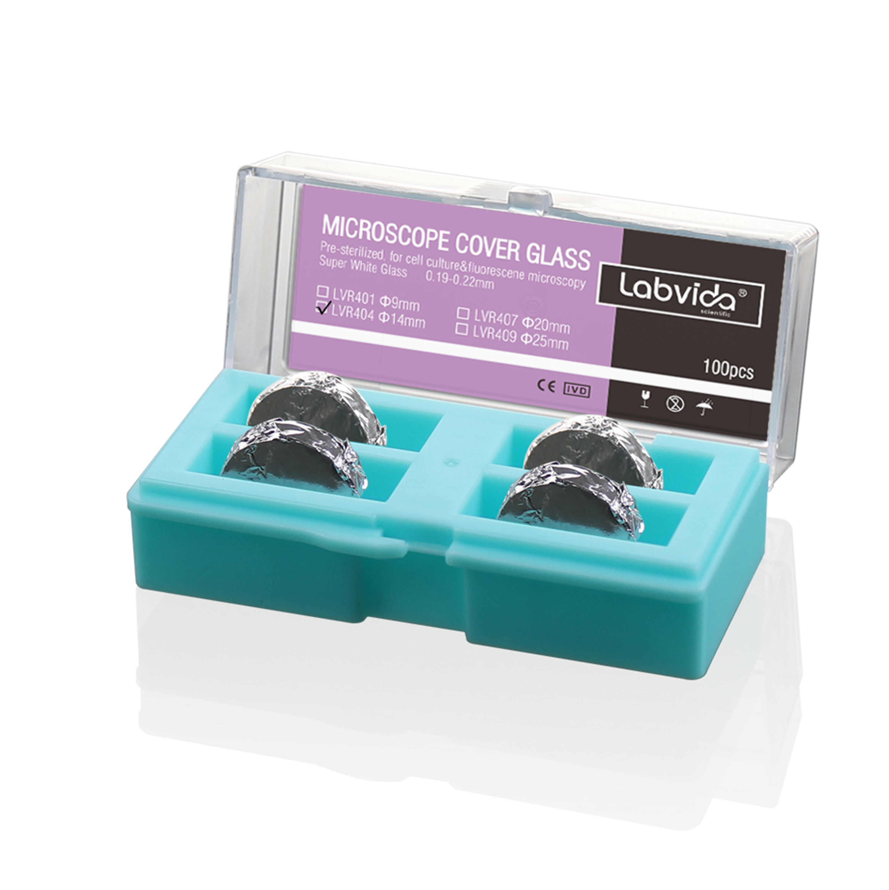 100pcs of Pre-cleaned Microscope Cover Glass, Sterile Circular ...